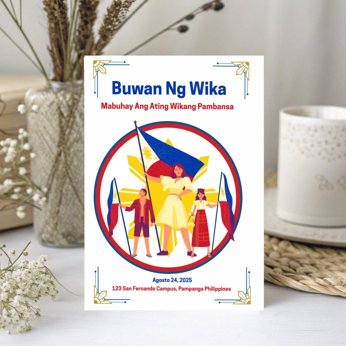 Buwan Ng Wika Invitation | Filipino Program Canva Template | Tagalog ...