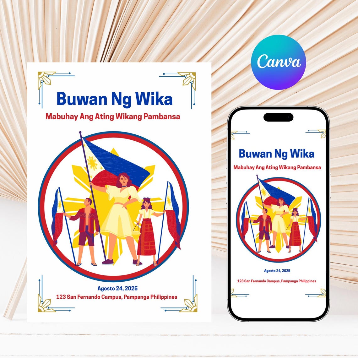 Buwan Ng Wika Invitation | Filipino Program Canva Template | Tagalog ...