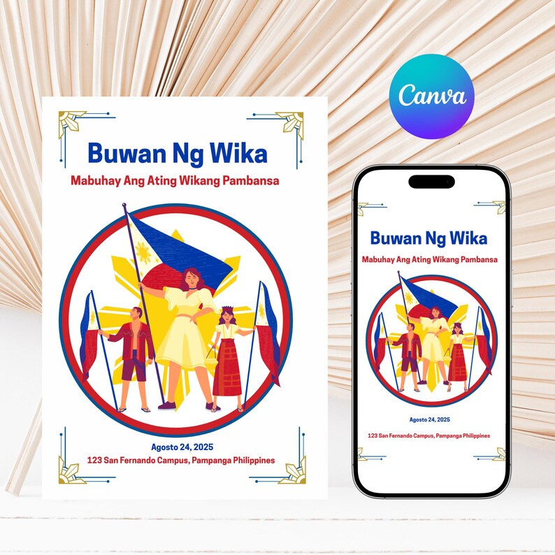 Buwan Ng Wika Invitation | Filipino Program Canva Template | Tagalog ...