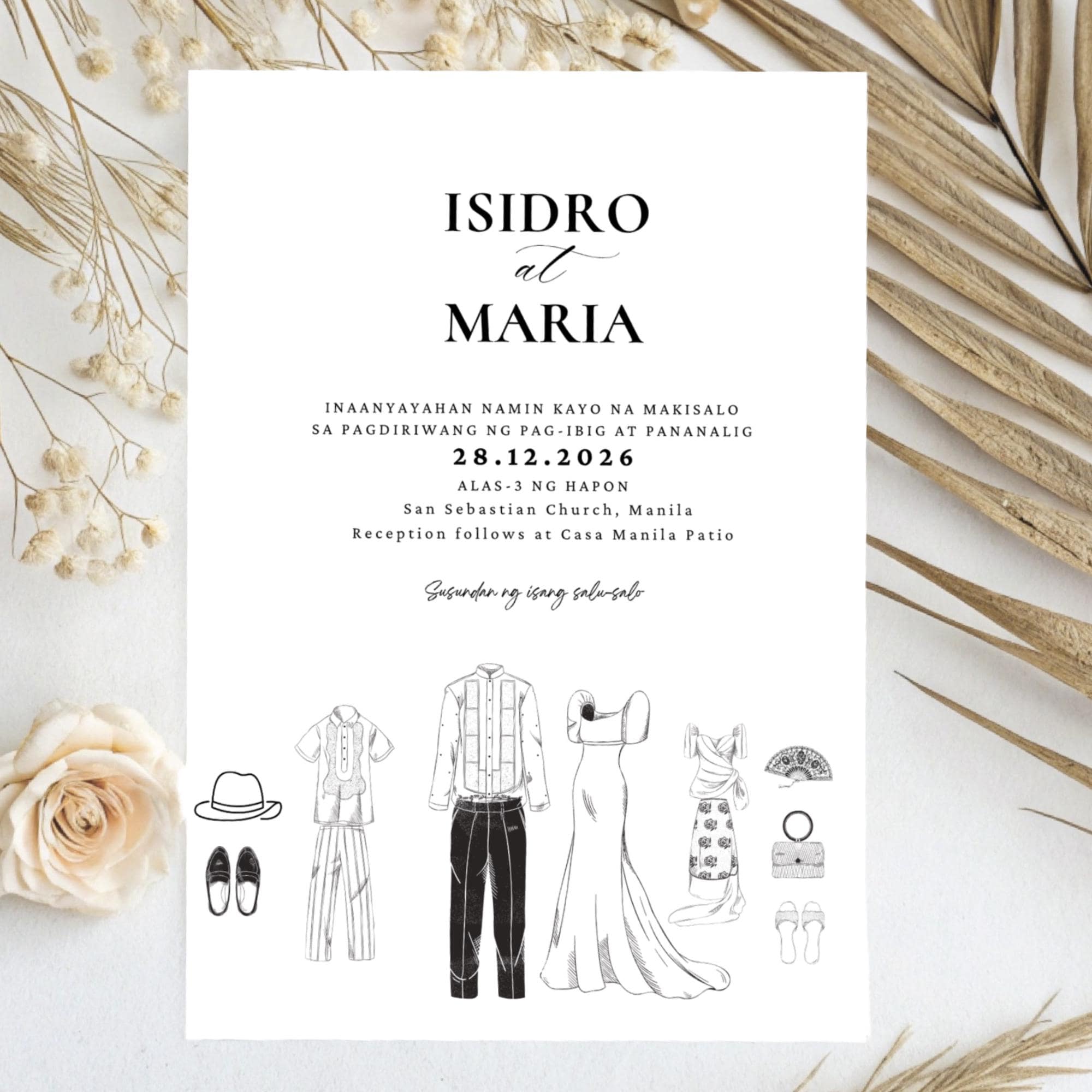 Editable Filipino Wedding Invitation | Barong & Filipiniana Theme ...