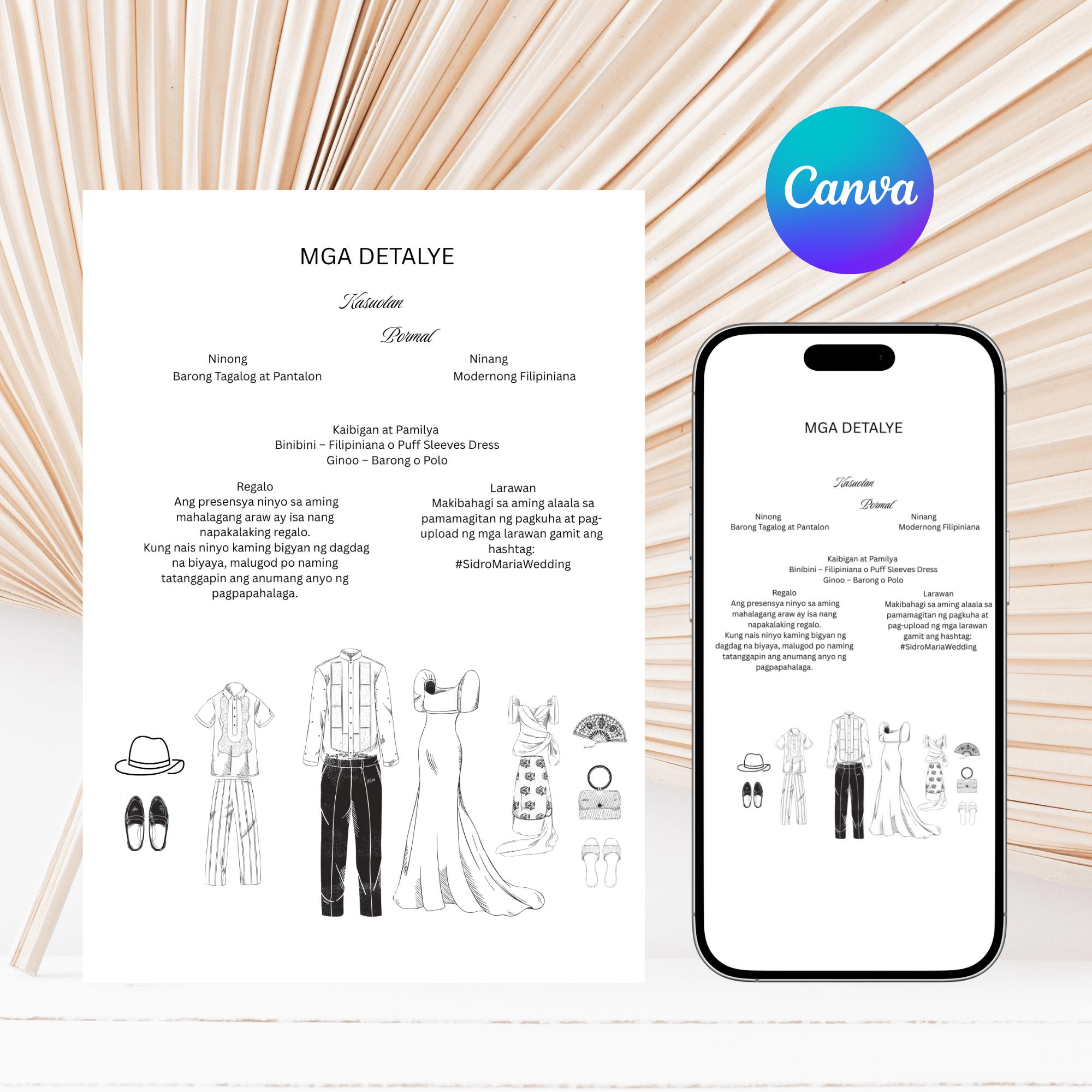 Editable Filipino Wedding Invitation | Barong & Filipiniana Theme ...