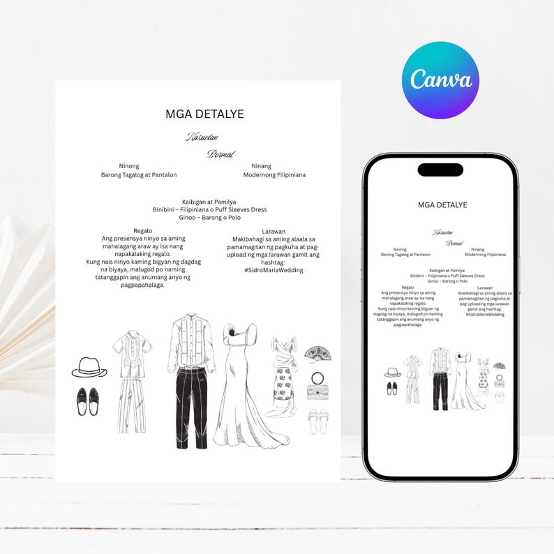 Editable Filipino Wedding Invitation | Barong & Filipiniana Theme ...