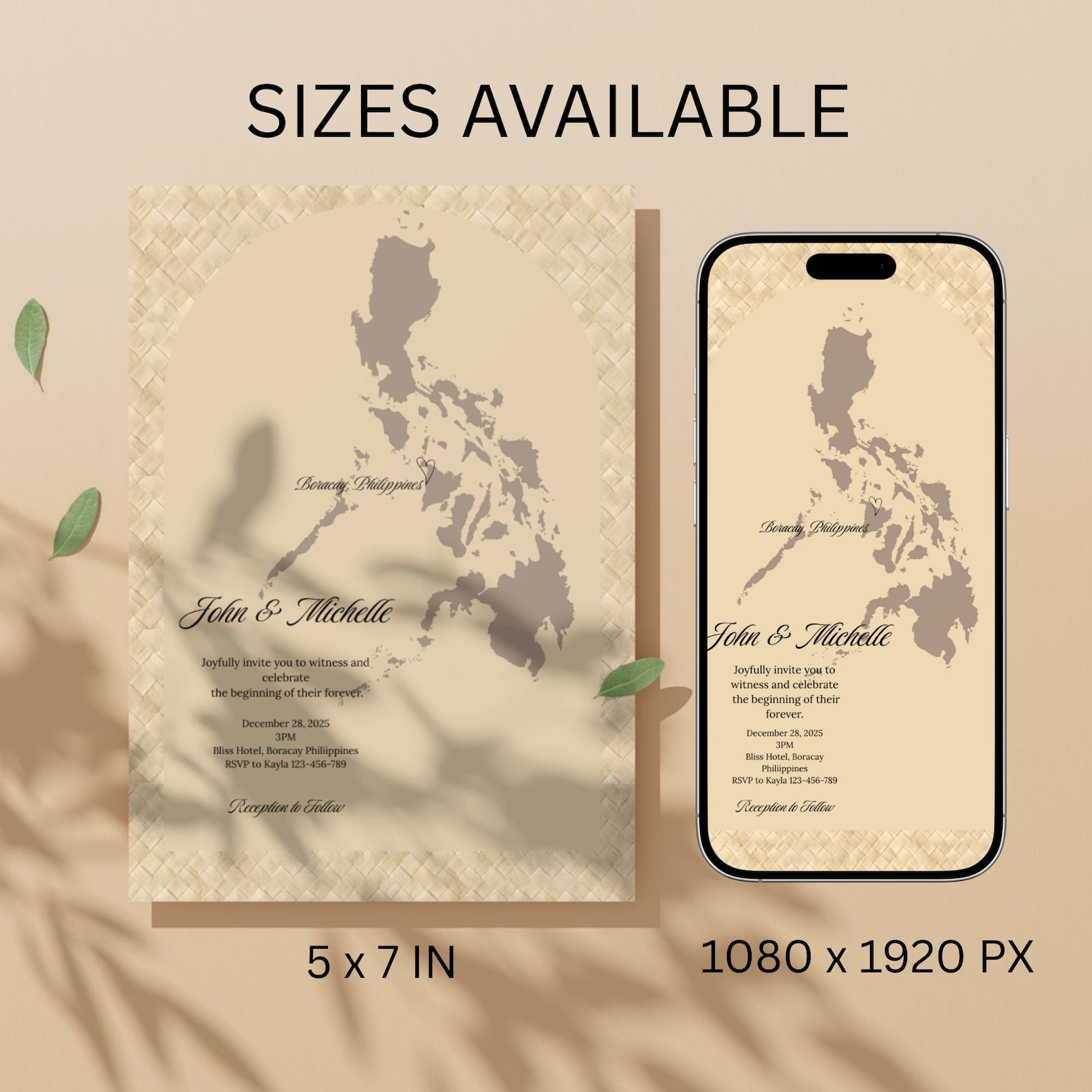 Filipino Invitation Template | Banig & Map Design | Editable Canva ...