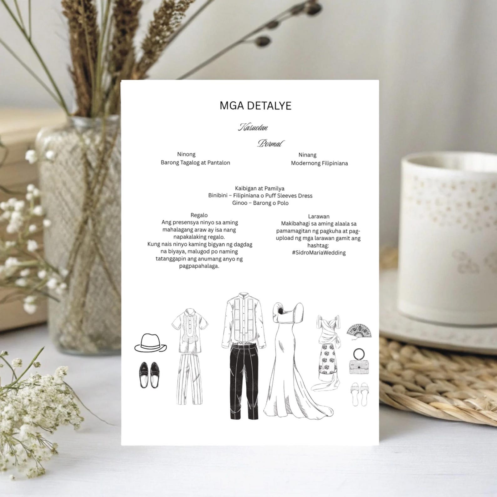 Editable Filipino Wedding Invitation | Barong & Filipiniana Theme ...
