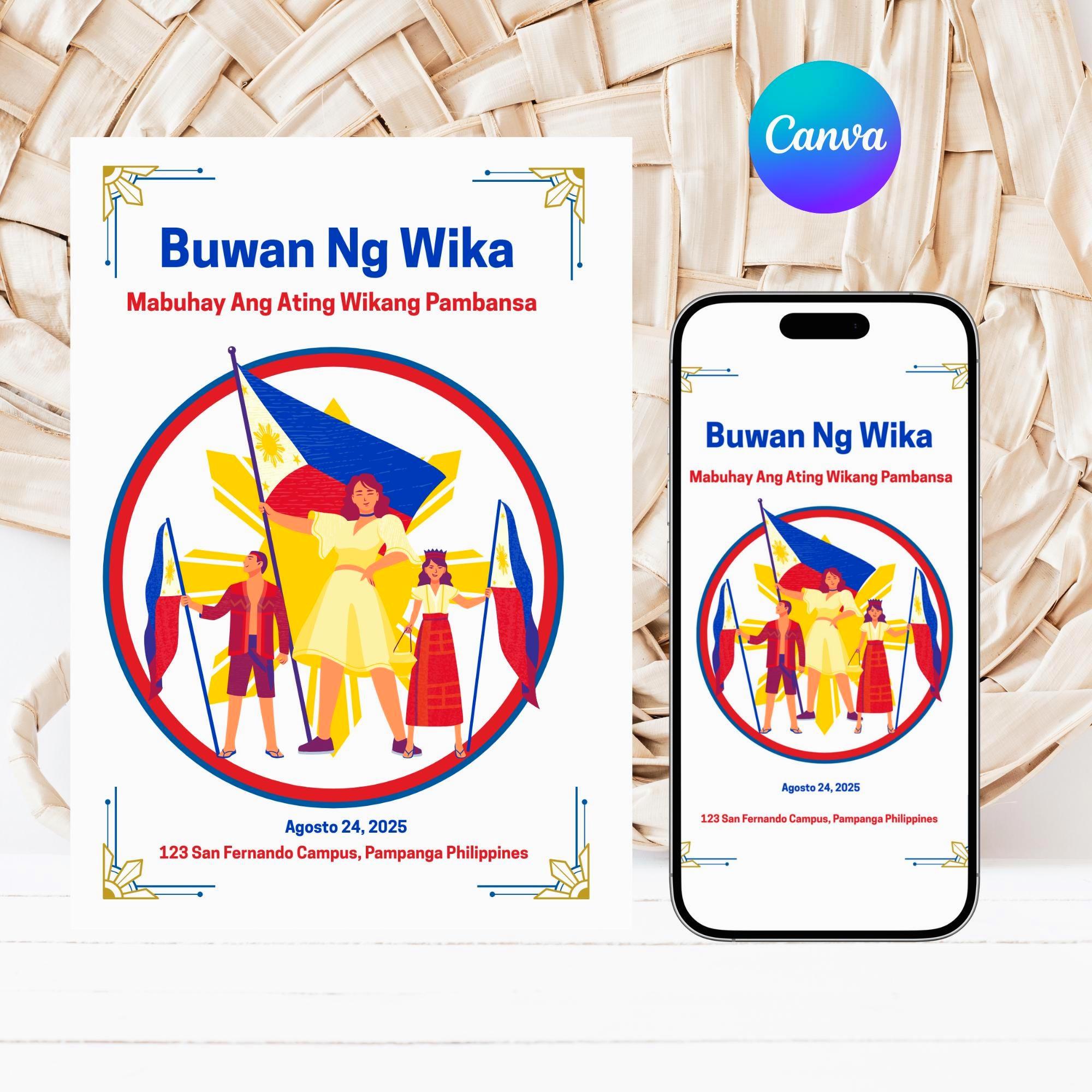 Buwan Ng Wika Invitation | Filipino Program Canva Template | Tagalog ...
