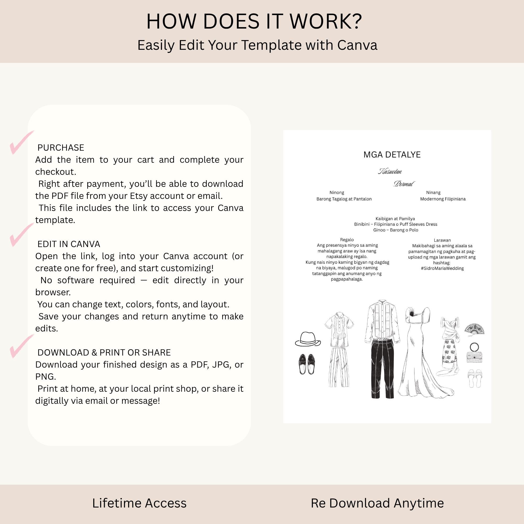 Editable Filipino Wedding Invitation | Barong & Filipiniana Theme ...