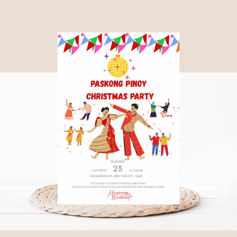 Paskong Pinoy Christmas Invitation | Filipino Dance Party Canva ...