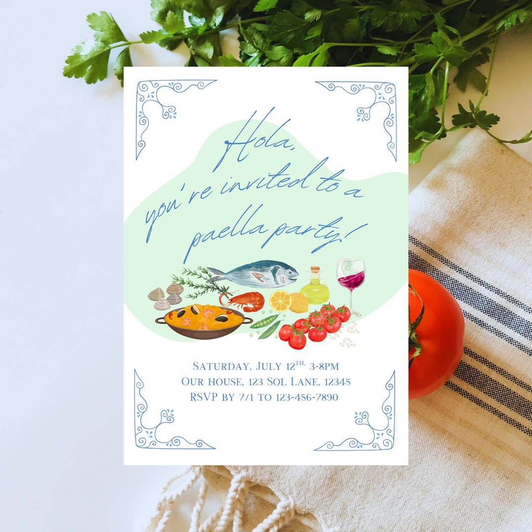 Paella Party Invitation: Spanish Dinner, Editable Canva Template (5x7 ...