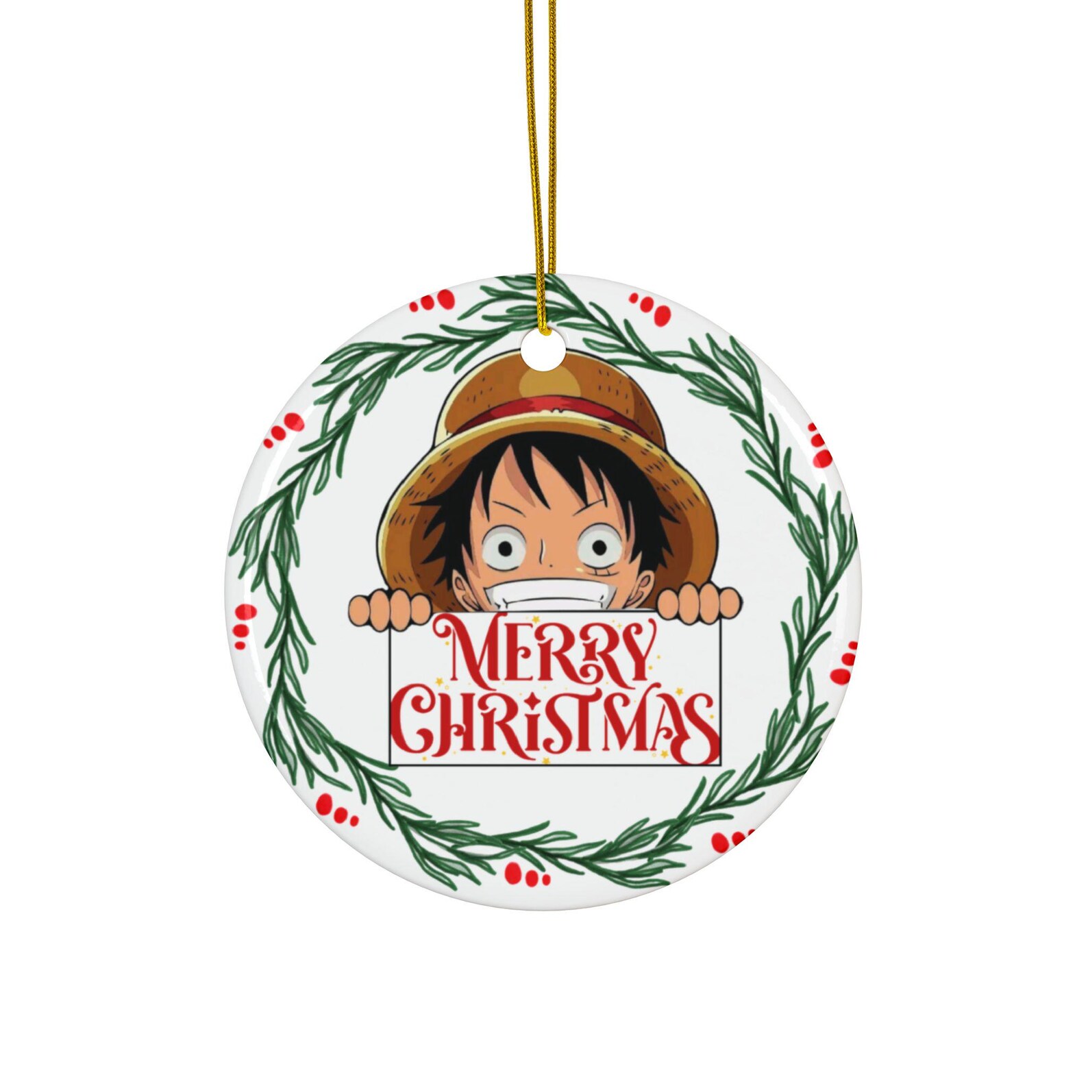 Luffy Christmas Ceramic Ornament: One Piece Anime Tree Decoration - Etsy