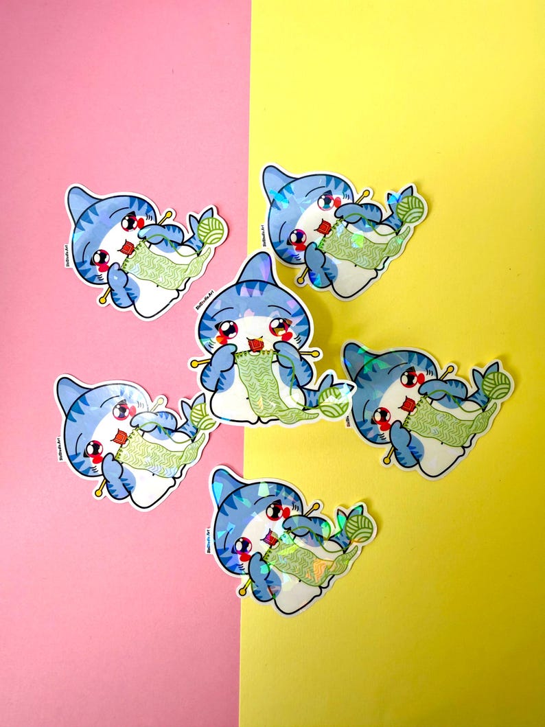 Knitting Club Stickers | Frog, Cat, Shark Vinyl Decals | Kawaii Planner ...