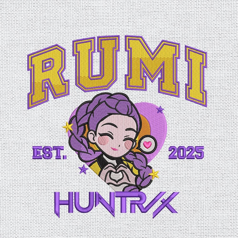Rumi Embroidery Design, Huntrix Rumi Heart Pose File for Machine ...