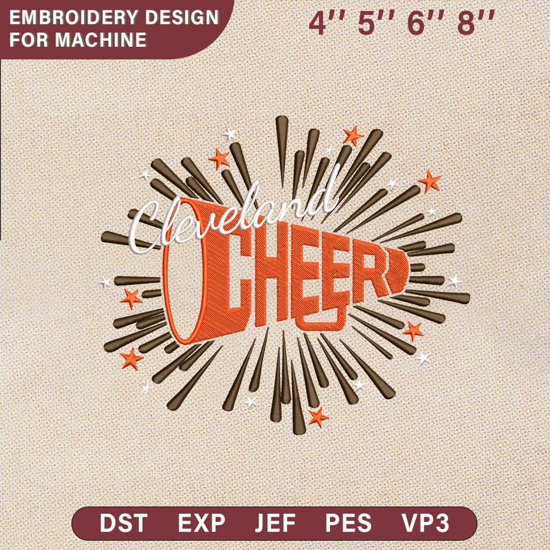 Cleveland Football Cheer Embroidery Design, Megaphone Spirit Pattern ...