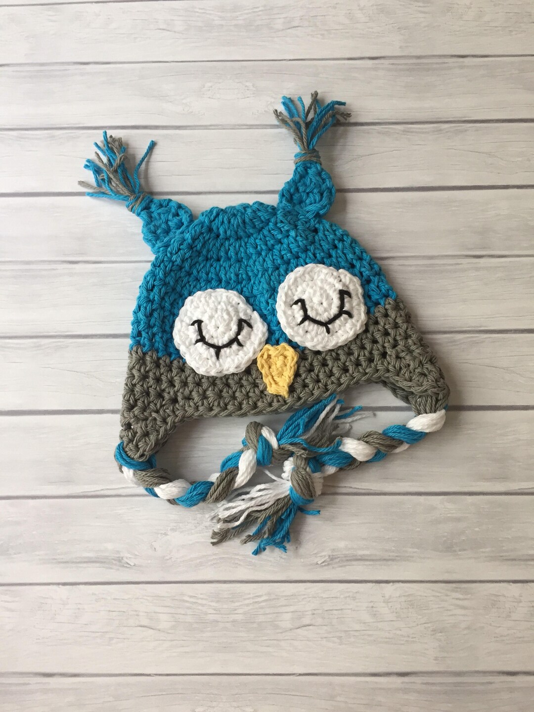 Owl Hats for Baby Crochet Owl Hat Newborn Photo Prop Blue Newborn Owl ...