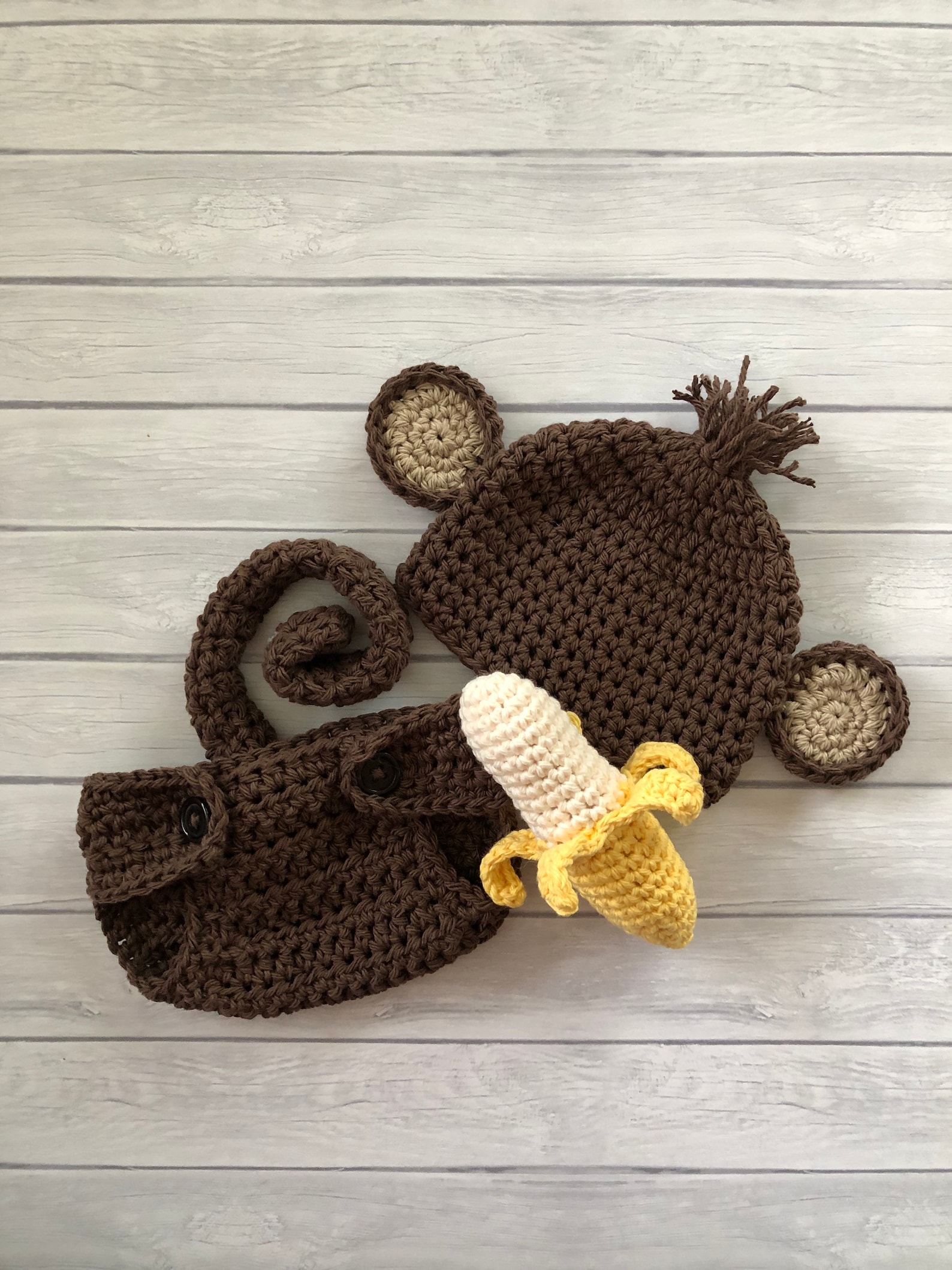 Monkey Hat and Diaper Cover Newborn Photo Prop Crochet | Etsy