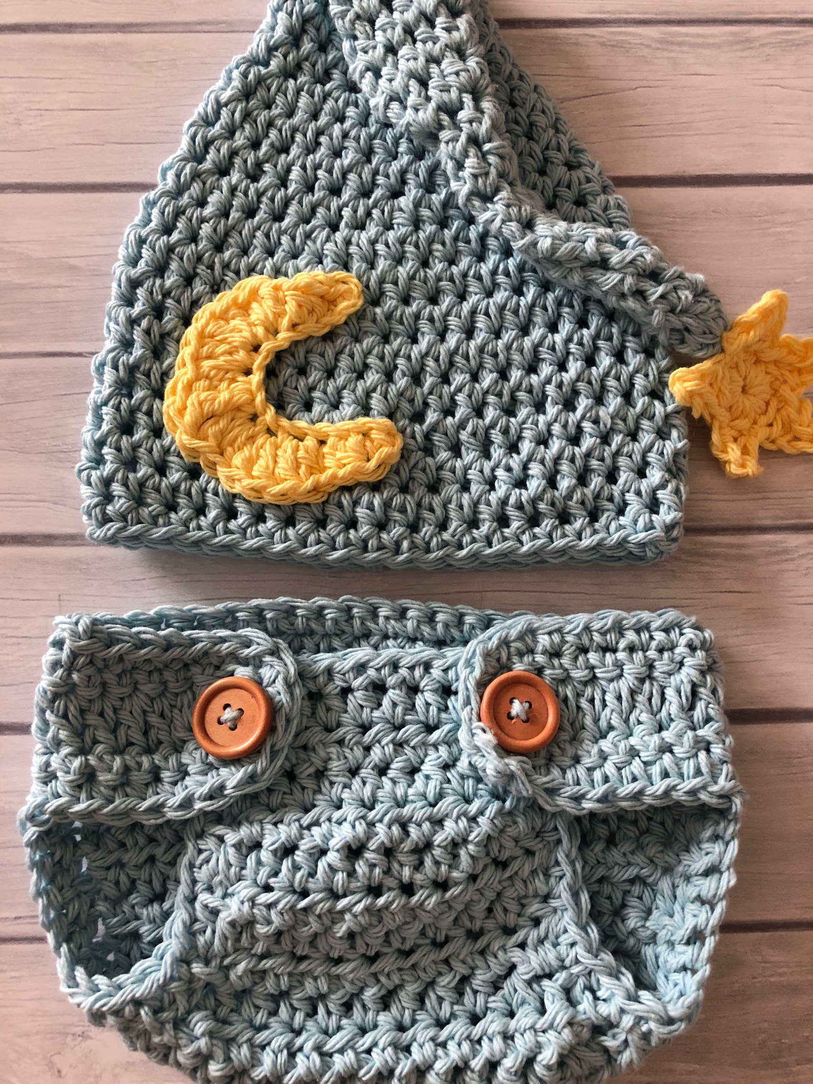 Moon and star hat newborn moon hat long tail hat baby elf | Etsy