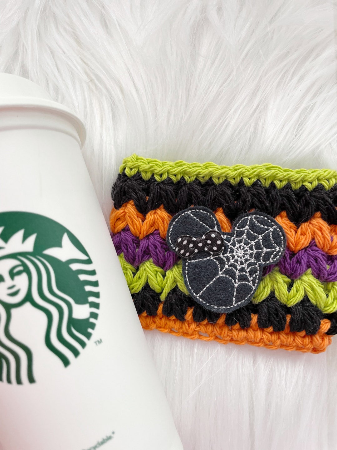 Crochet Halloween Coffee Cup Cozy, Spider Web Cup Cozy, Hot or Cold Cup ...
