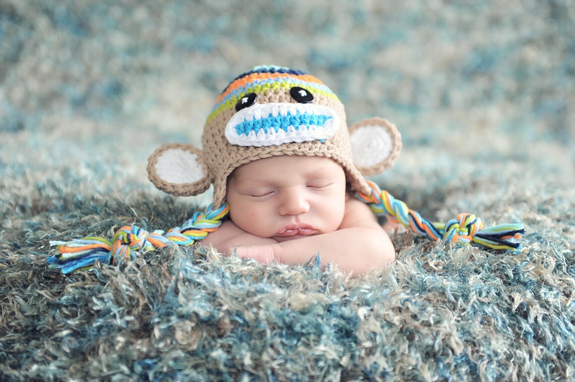 Sock Monkey Hat Crochet Sock Monkey Hat Newborn Sock Monkey - Etsy