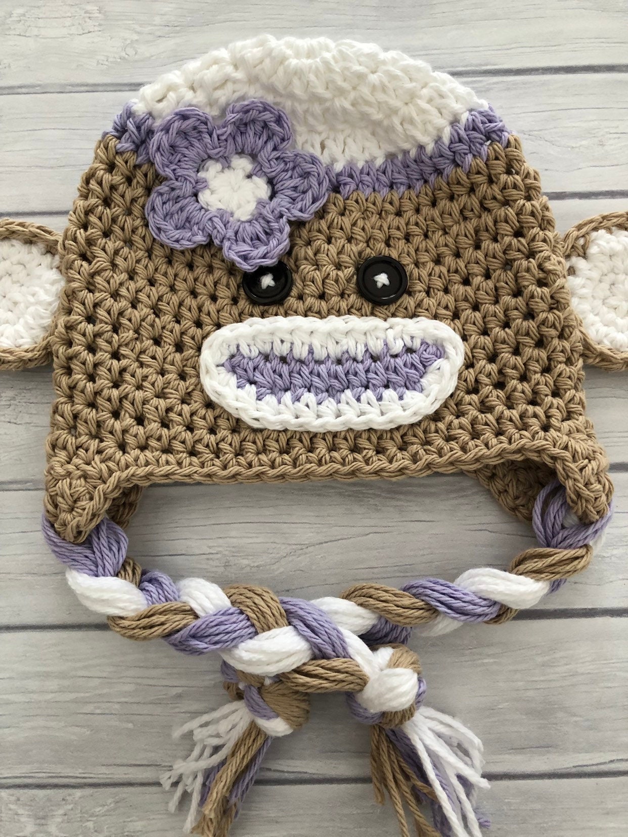 Sock Monkey, Purple Sock Monkey Hat, Newborn Sock Monkey Hat, Newborn ...