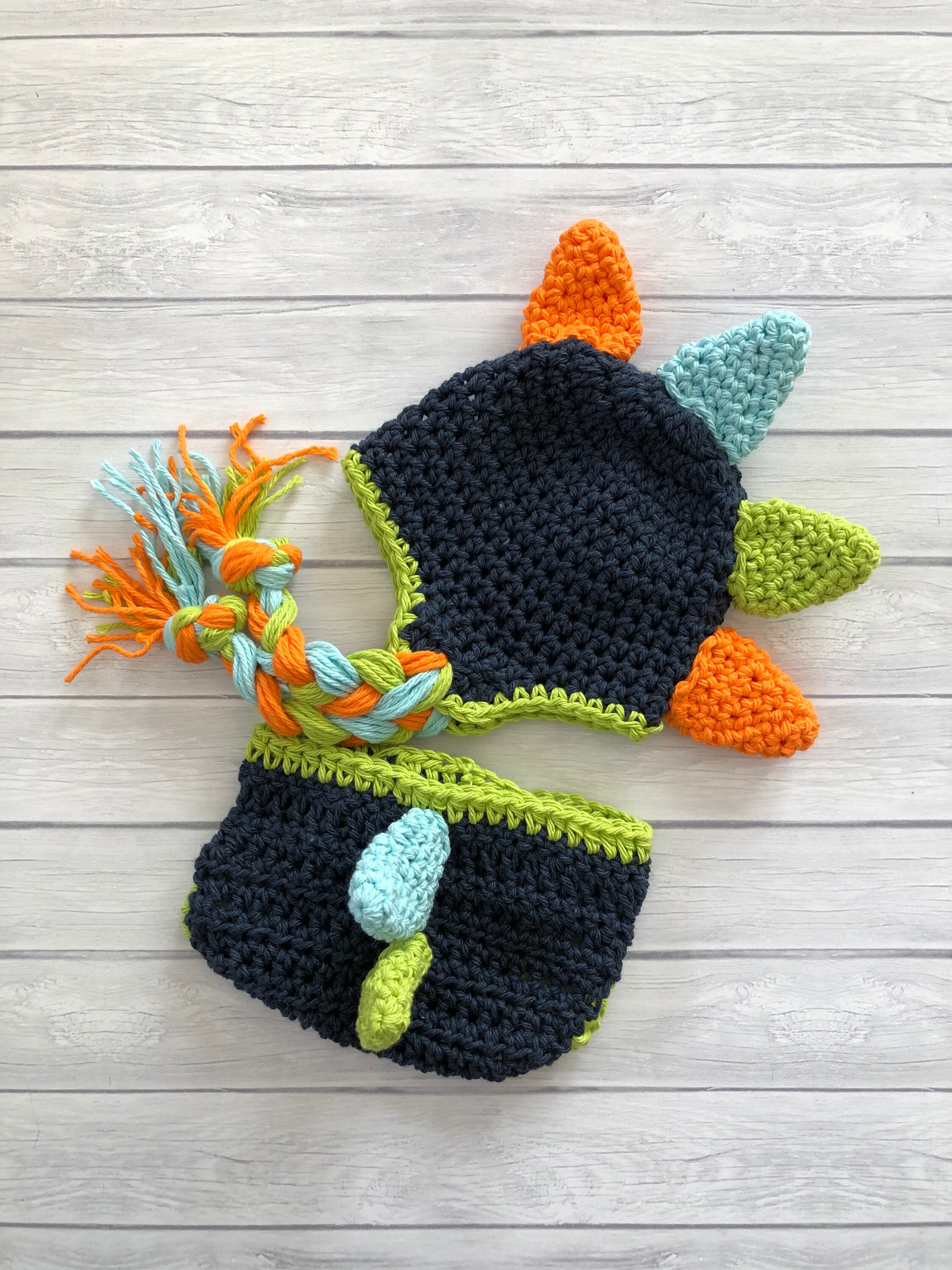Dinosaur hat newborn to toddler sizes hat and diaper cover | Etsy
