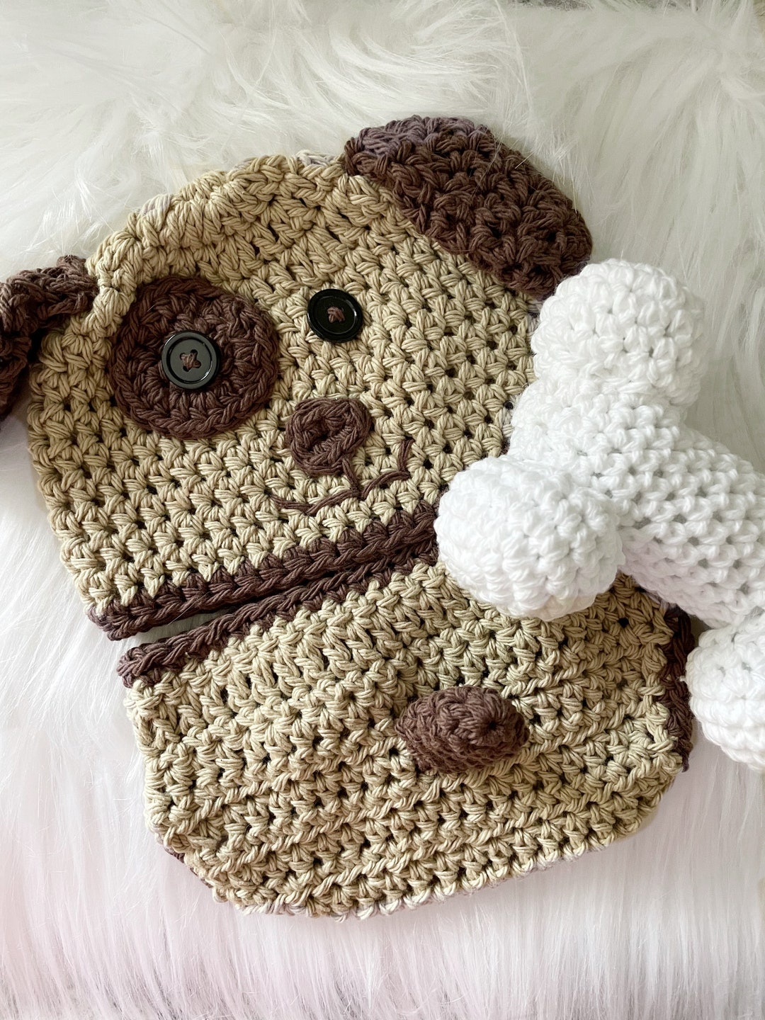 Crochet Puppy Hat and Diaper Cover Photo Prop for Newborn and Toddlers ...