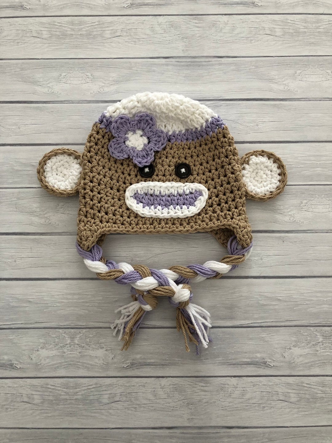Sock Monkey, Purple Sock Monkey Hat, Newborn Sock Monkey Hat, Newborn ...