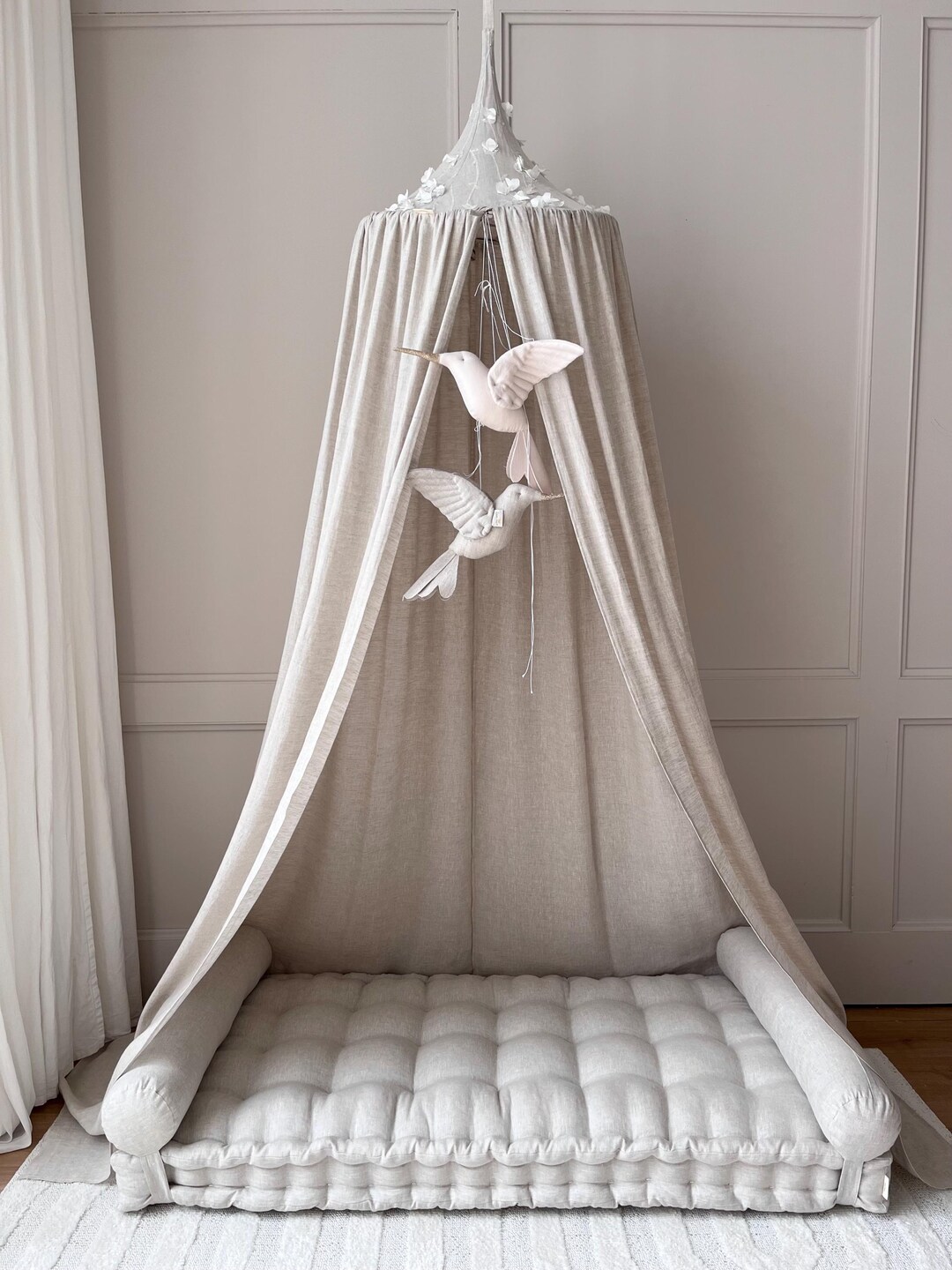 Linen Canopy Kids Room, Natural Beige Canopy, Natural Linen, Nursery ...