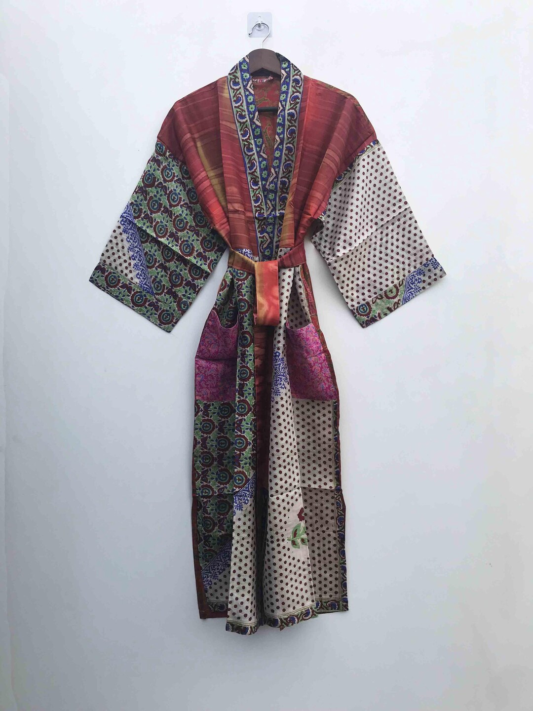 Unique Patchwork Women's Robe: Floral Washable Silk Kimono # 24 - Etsy