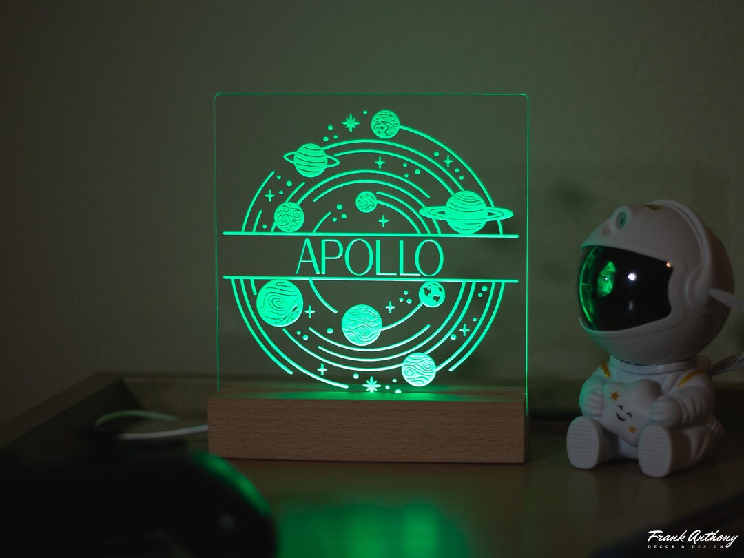 Personalized Solar System LED Night Light – Custom Name Acrylic Lamp ...