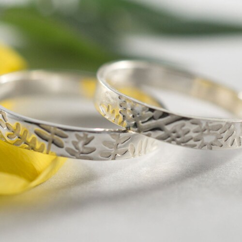 Her and Hers Botanical Wedding Band: A Pair of Recycled - Etsy