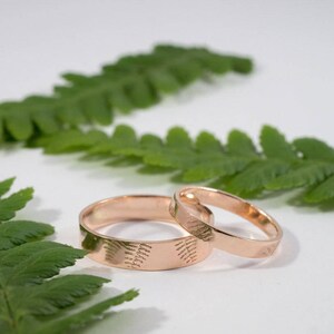 Rose Gold Fern Wedding Band: A Large 5mm Wide 9ct Rose - Etsy