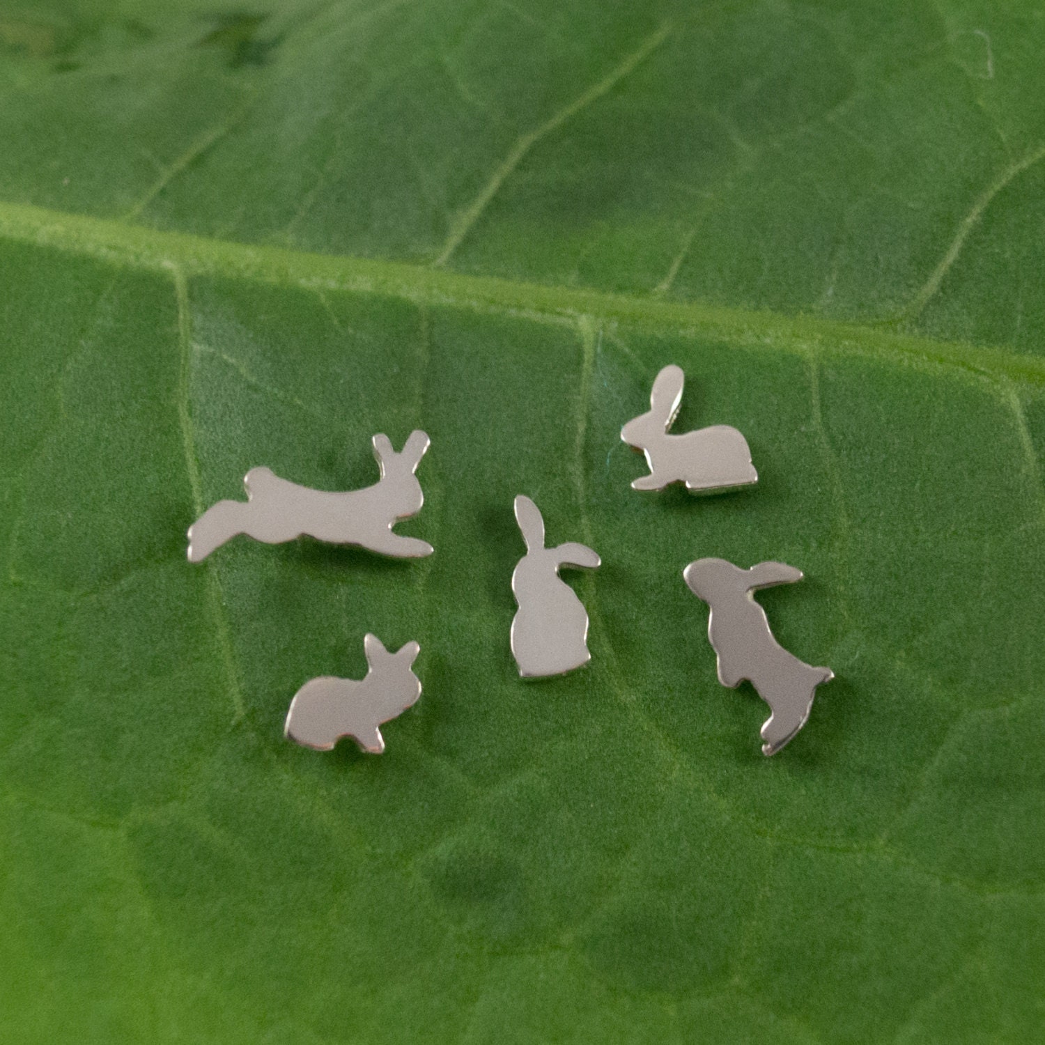 Silver Rabbit Earrings: A Pair of Curious Bunny Shaped Sterling Silver ...