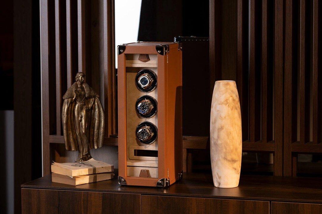 Barhion Watch Winder - Togo Camel - Etsy