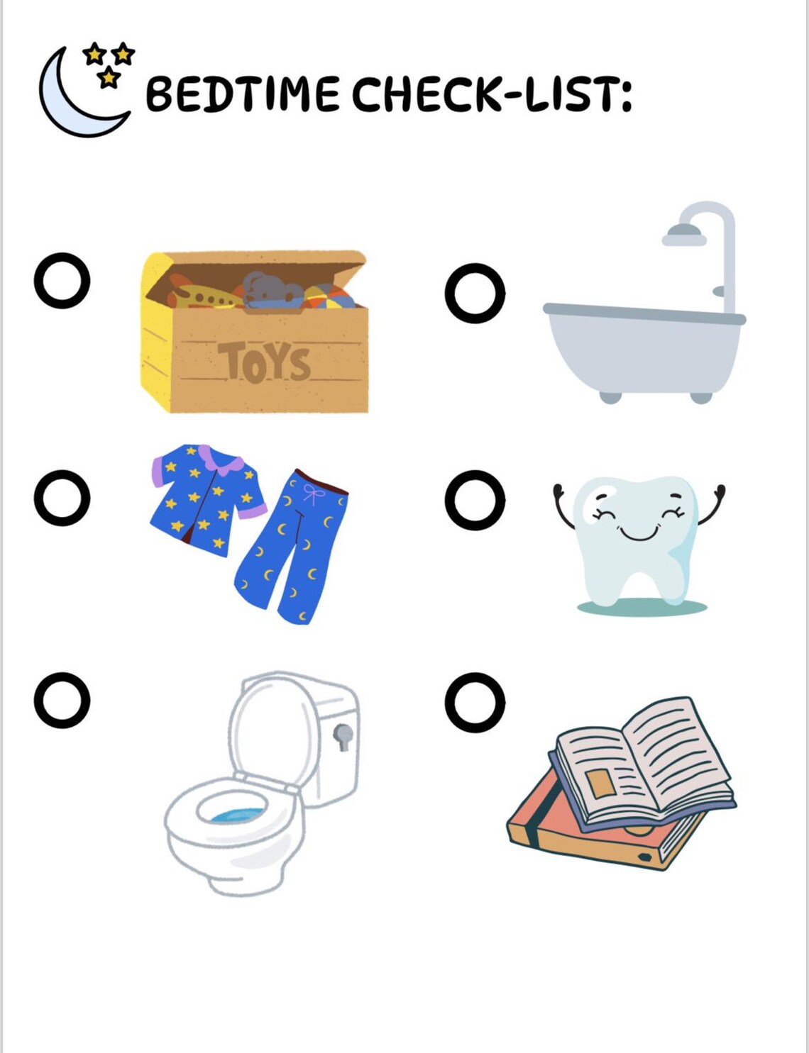 Printable Bedtime Routine Chart for Kids – Visual Checklist With ...