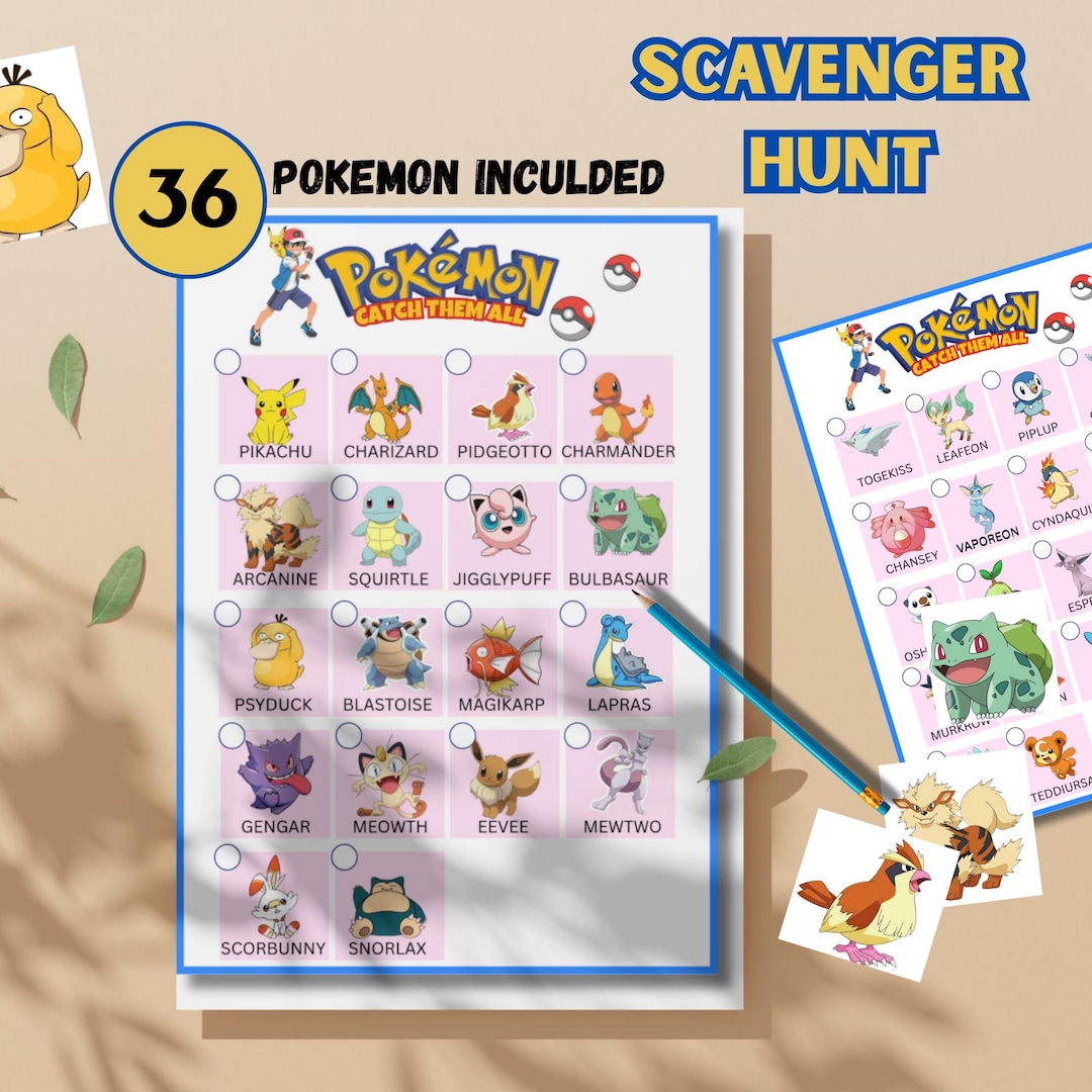 Pokemon Scavenger Hunt Activity Pack, Printable Party Game for Kids ...