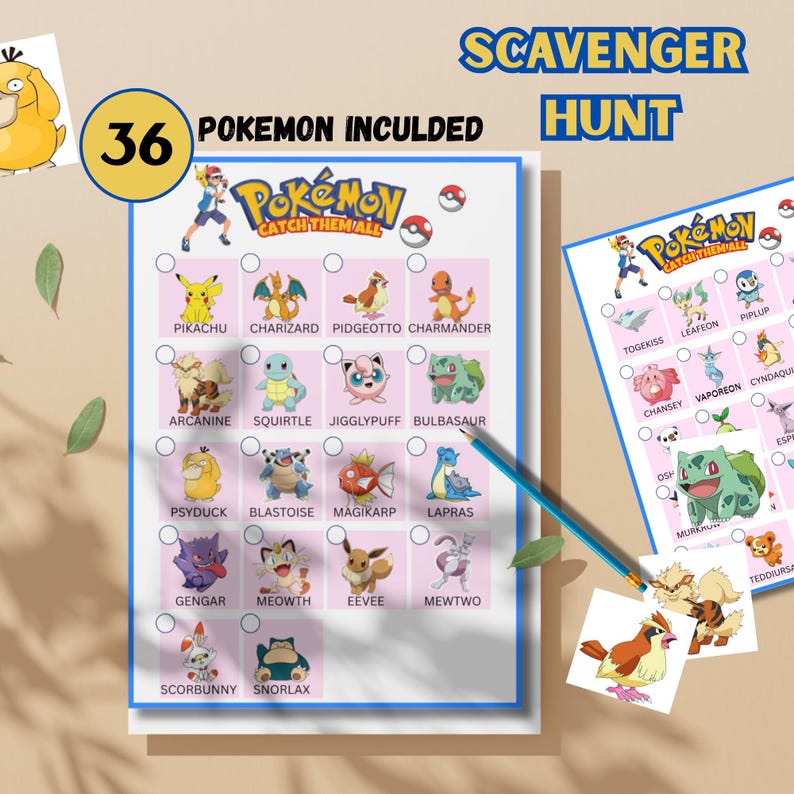 Pokemon Scavenger Hunt Activity Pack, Printable Party Game for Kids ...