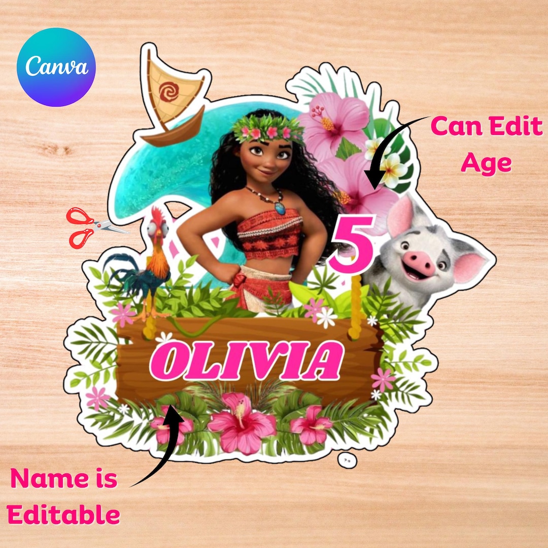 Moana Cake Topper, Moana Birthday Decoration, Baby Mona Cake Toper ...