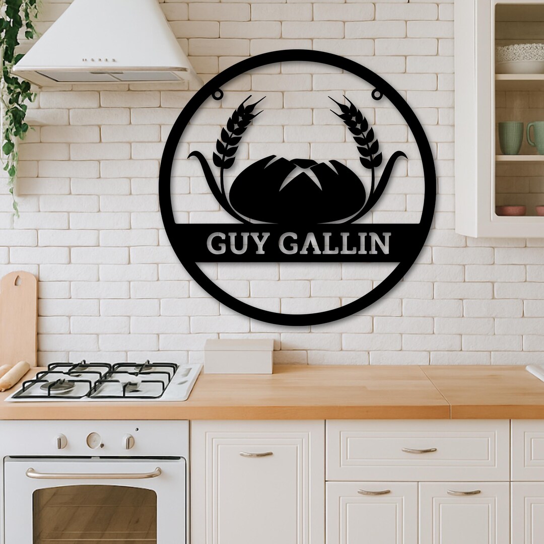 Custom Bakery Metal Sign, Personalized Bread and Wheat Wall Art ...
