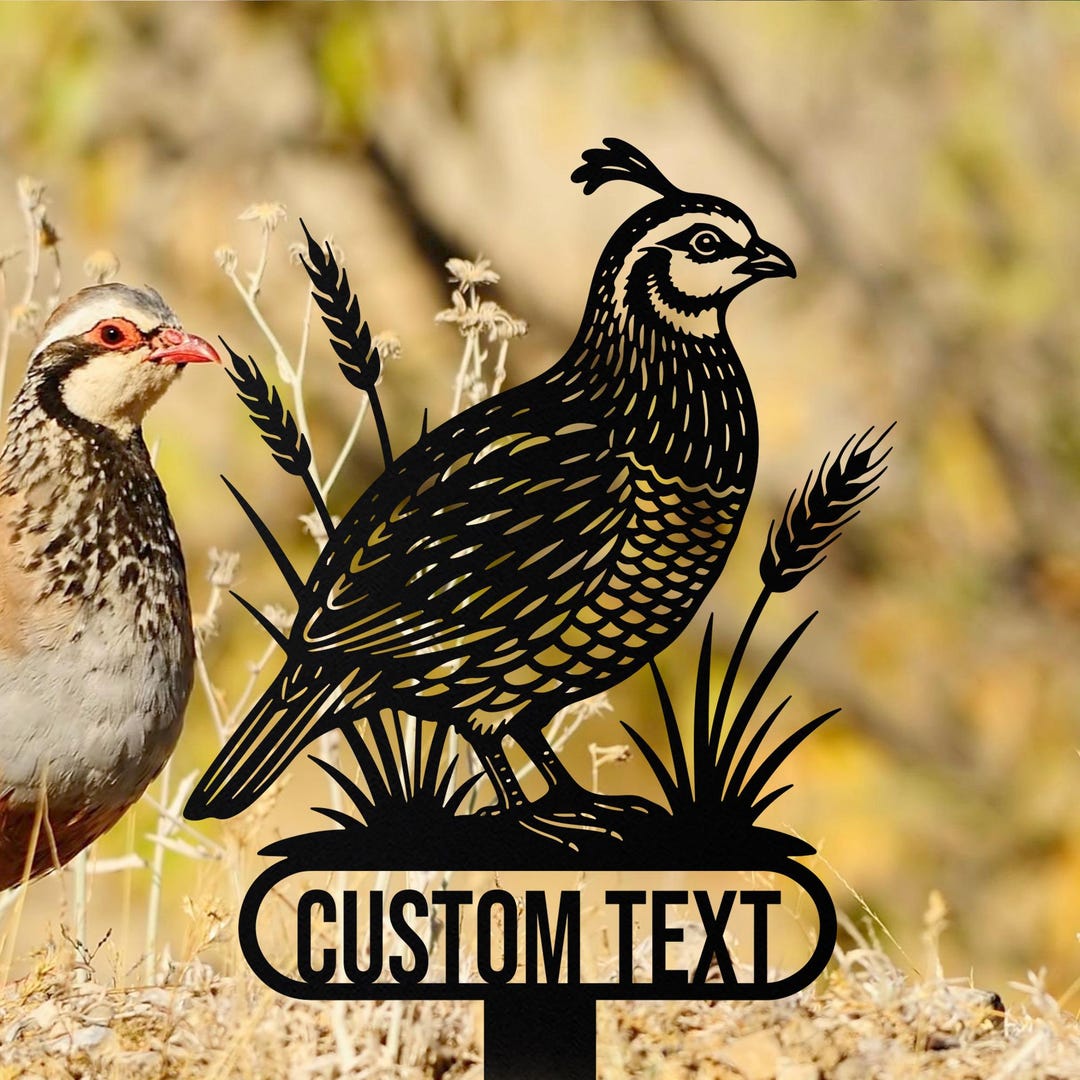Personalized Quail Metal Yard Sign, Custom Bird Garden Stake, Outdoor ...