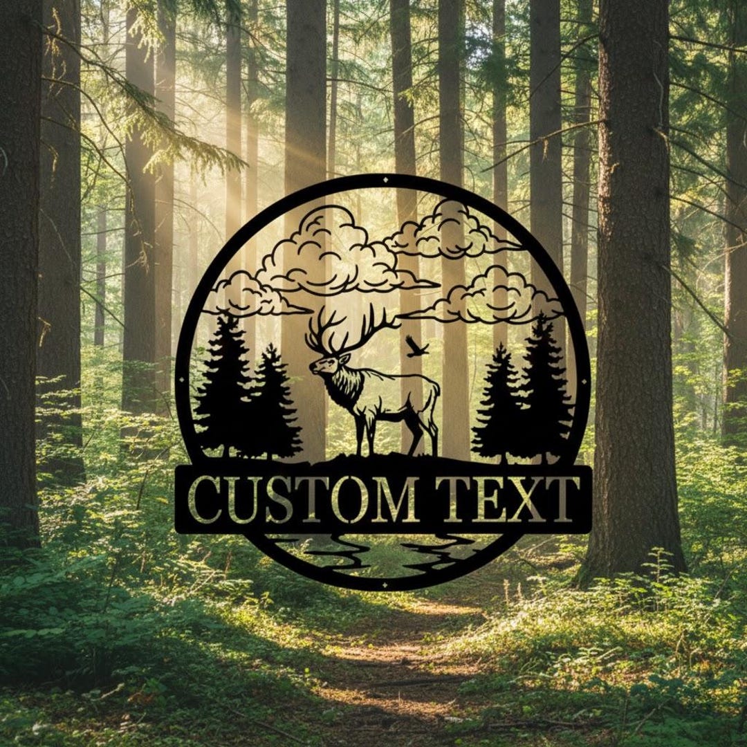Personalized Deer Metal Sign, Custom Forest Wildlife Wall Art, Hunting ...