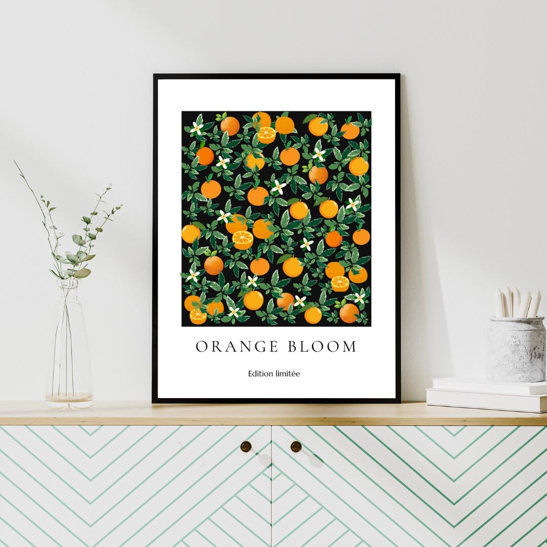 Orange and Neroli Design Poster – Modern Black & White Poster ...