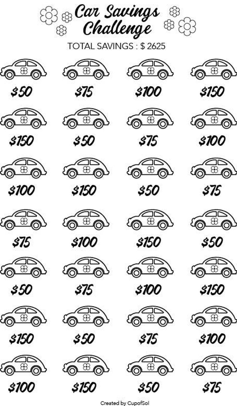 Car Savings Challenge - Etsy