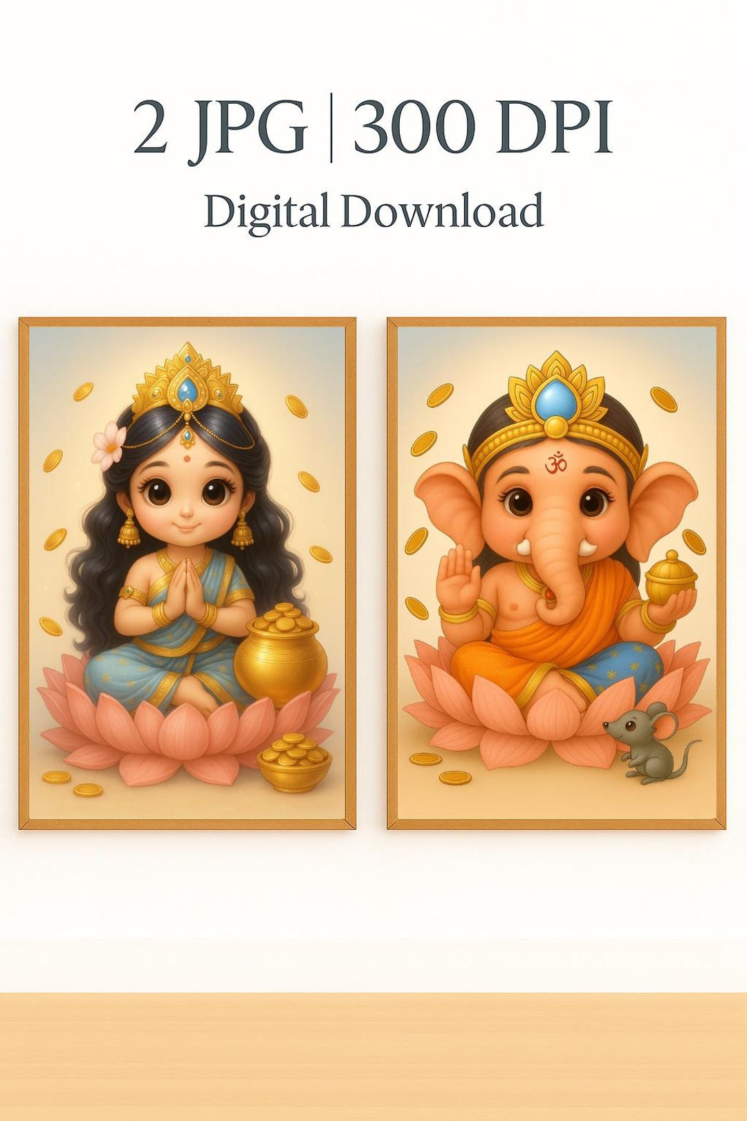 Chibi Lakshmi - Ganesha Digital Download Wall Art | Hindu God Printable ...