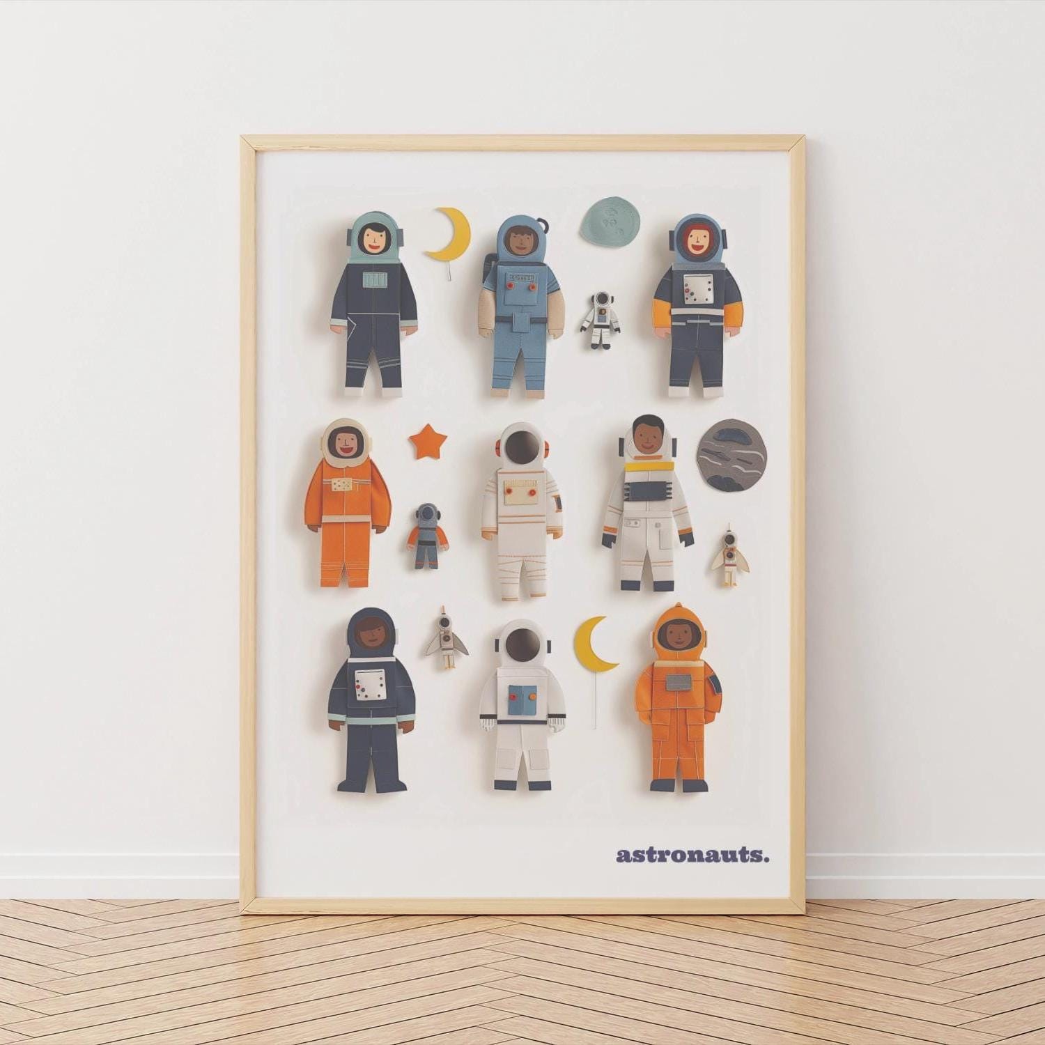 Colorful Astronauts Space Art Print: Kid's Room Decor - Etsy