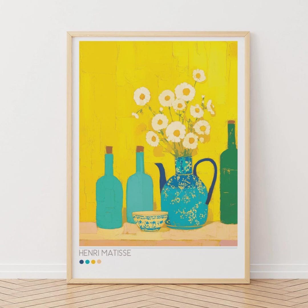Matisse Still Life Print | Yellow Wall Art | Modern Floral Kitchen Art ...
