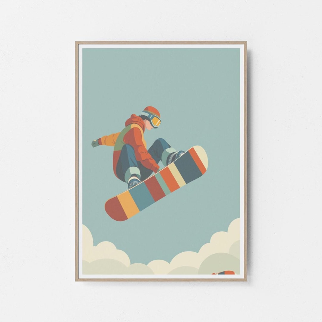 Snowboarding Wall Art: Vibrant Mid-air Jump - Personalized Option - Etsy