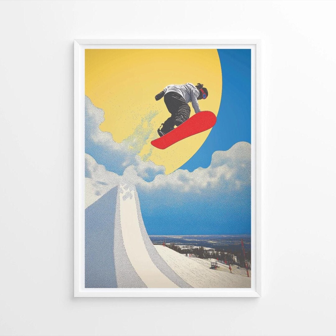 Snowboarding Wall Art Print: Modern Winter Sports Poster, Mountain Home ...