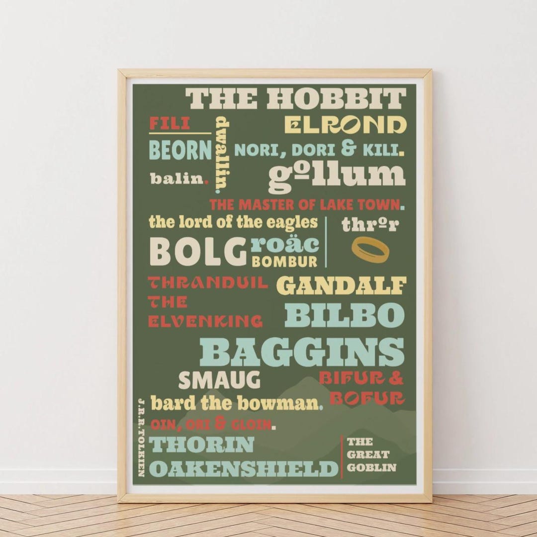 The Hobbit Print: Tolkien Book Art in Olive Green - Etsy