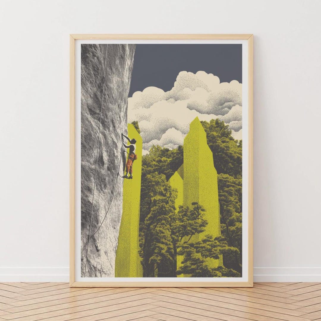 Climbing Art Print: Outdoor Rock Climbing Poster - Etsy