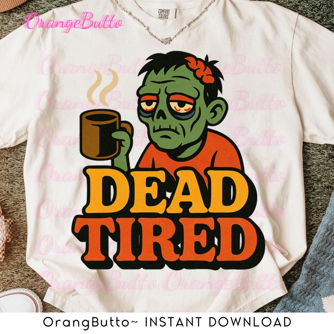 Dead Tired Zombie With Coffee Undead Morning Mood Png, Spooky Halloween ...
