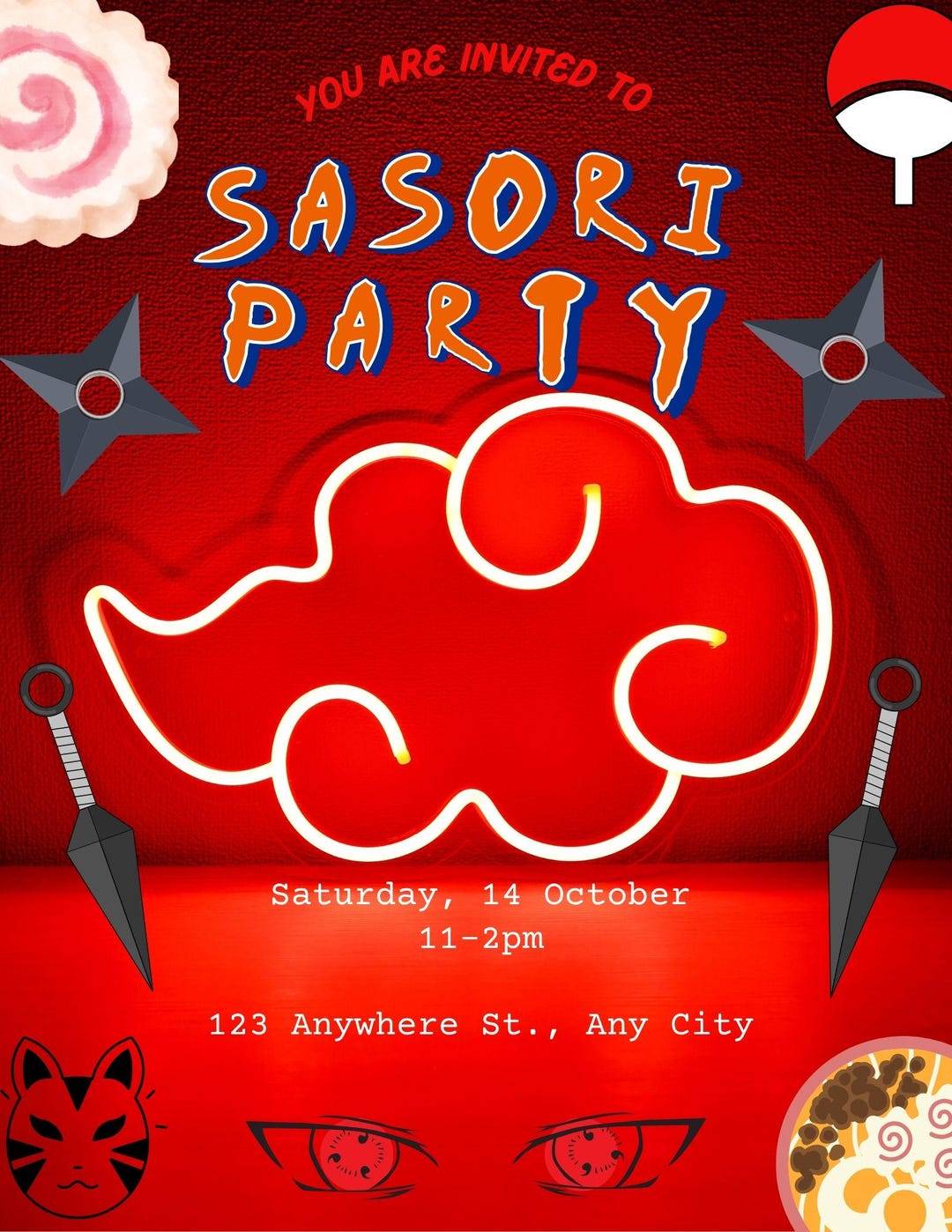 Naruto Invitations (akatsuki Theme) - Etsy